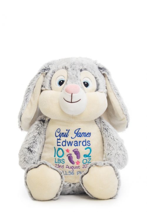 Grey Bunny Teddy | Cubbies Personalised Soft Toy Teddy