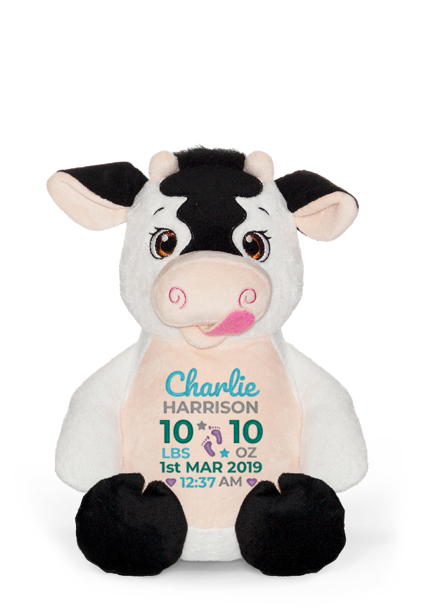 Personalised Soft Sensory Toy Cow Teddy - Cubbies